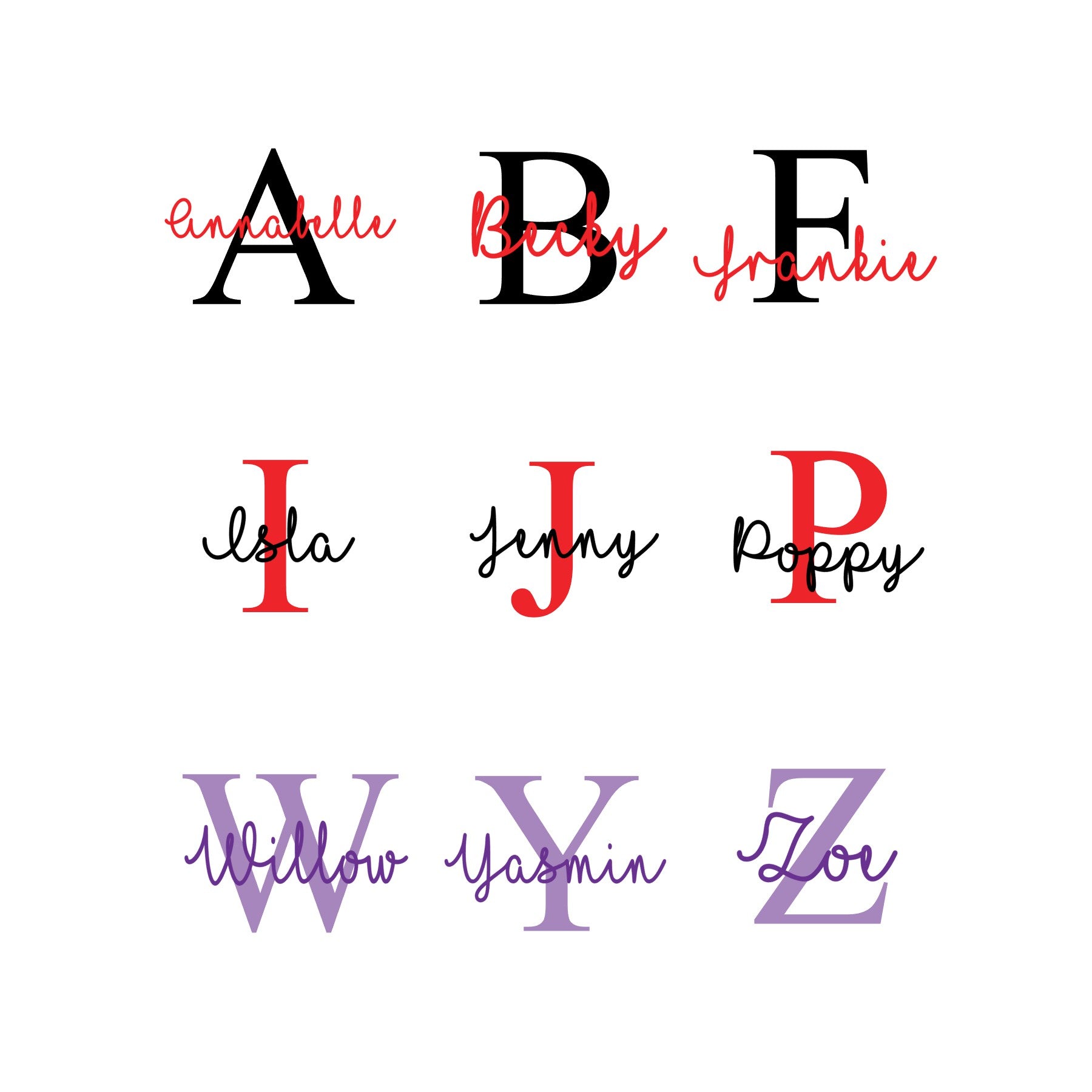 Initial and name overlay – Heather's Vinyl Decals and Gifts